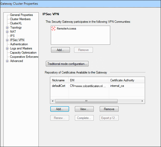 Check Point VPN Appliance - Aanmaken CSR